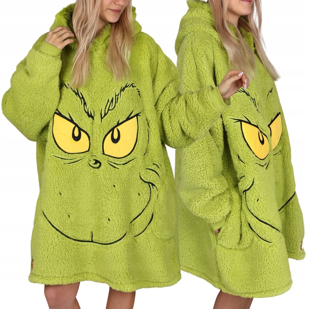 Grinch Zielona, unisex bluza/szlafrok/koc z kapturem, snuddie z ...
