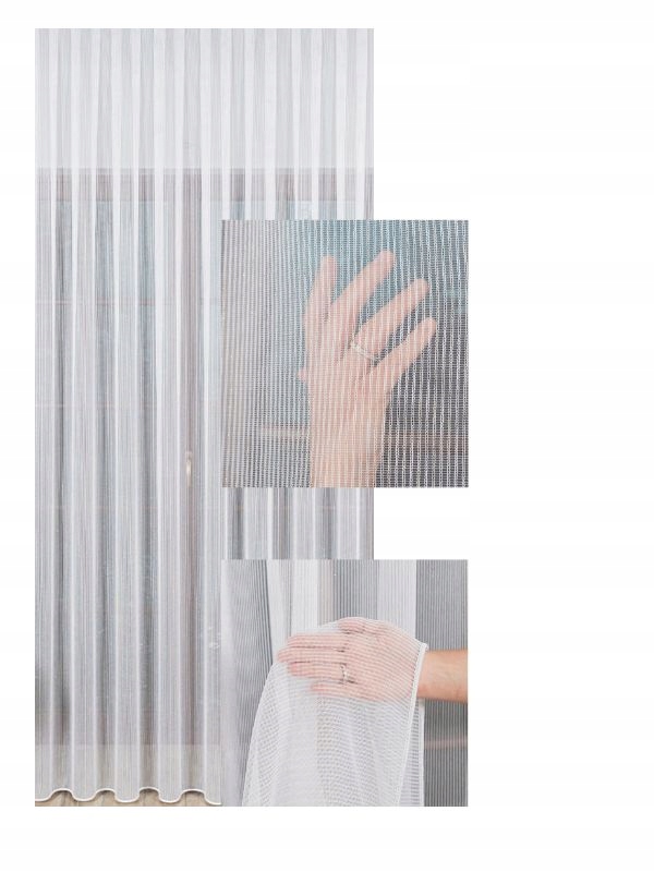 Firany z Taśmą Wave do Fal Firana Biała Ze Złotą Nitką Do Salonu sz ...