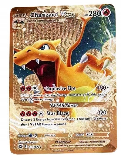 POKEMON Charizard VStar ZŁOTA KARTA METALOWA HP280 GOLD METAL SUPER - 11922489975 - oficjalne ...