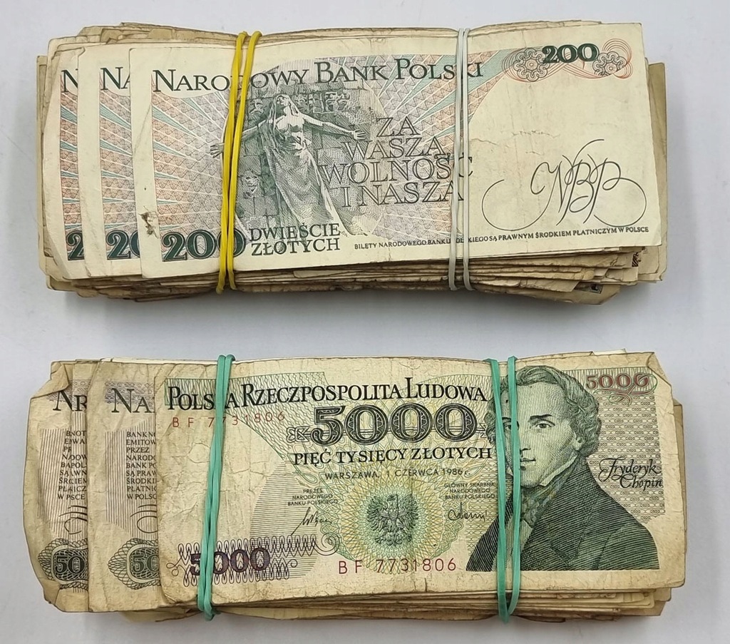 Banknoty PRL. Duży zestaw 300 sztuk - 12697245347 - oficjalne archiwum ...