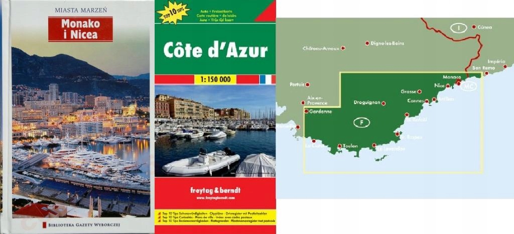 MONAKO NICEA LAZUROWE WYBRZEŻE PRZEWODNIK + MAPA - 13199250209 ...