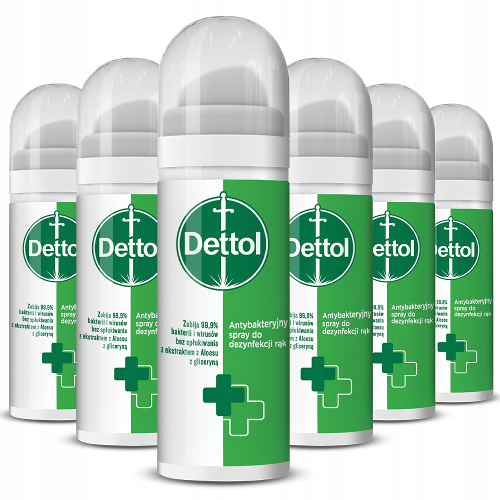 DETTOL spray antybakteryjny do rąk dezynfekcja x 6 - 9751831100 ...