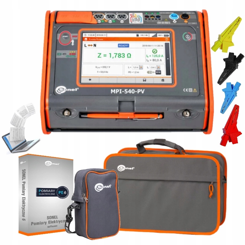 SONEL Zestaw Miernik MPI-540-PV Oprogramowanie PE6 - 12218883754 - oficjalne archiwum Allegro