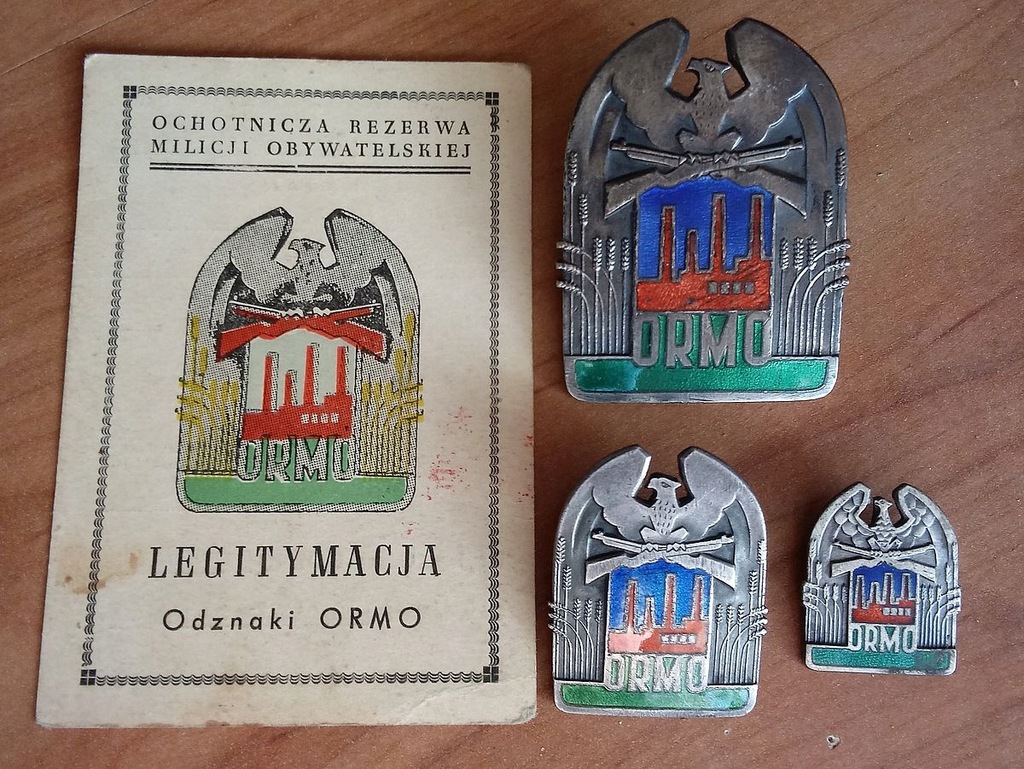 ORYGINALNY KOMPLET 3 ODZNAK ORMO+LEGITYMACJA - 13435164657 - oficjalne ...