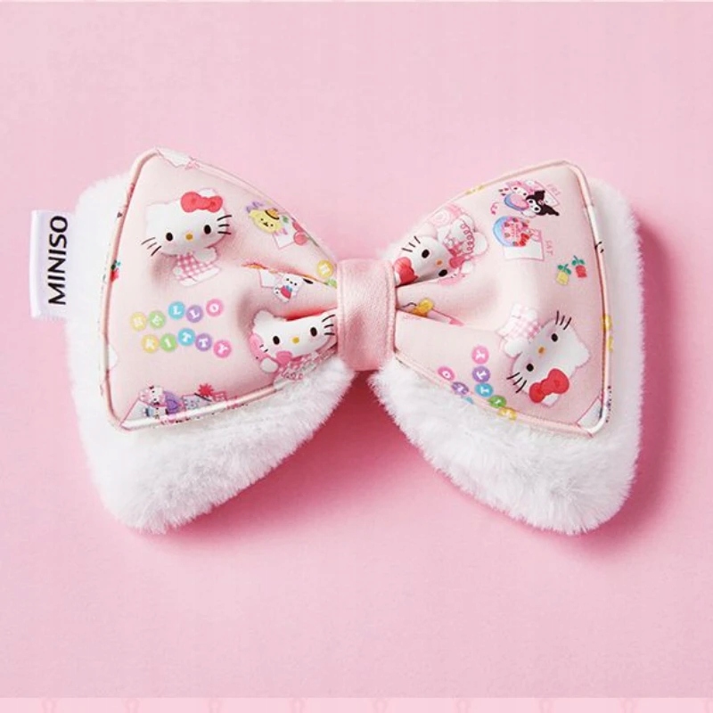 Genuine MINISO Hello Kitty 50th Anniversary Printed Bow Hairpin Plush ...