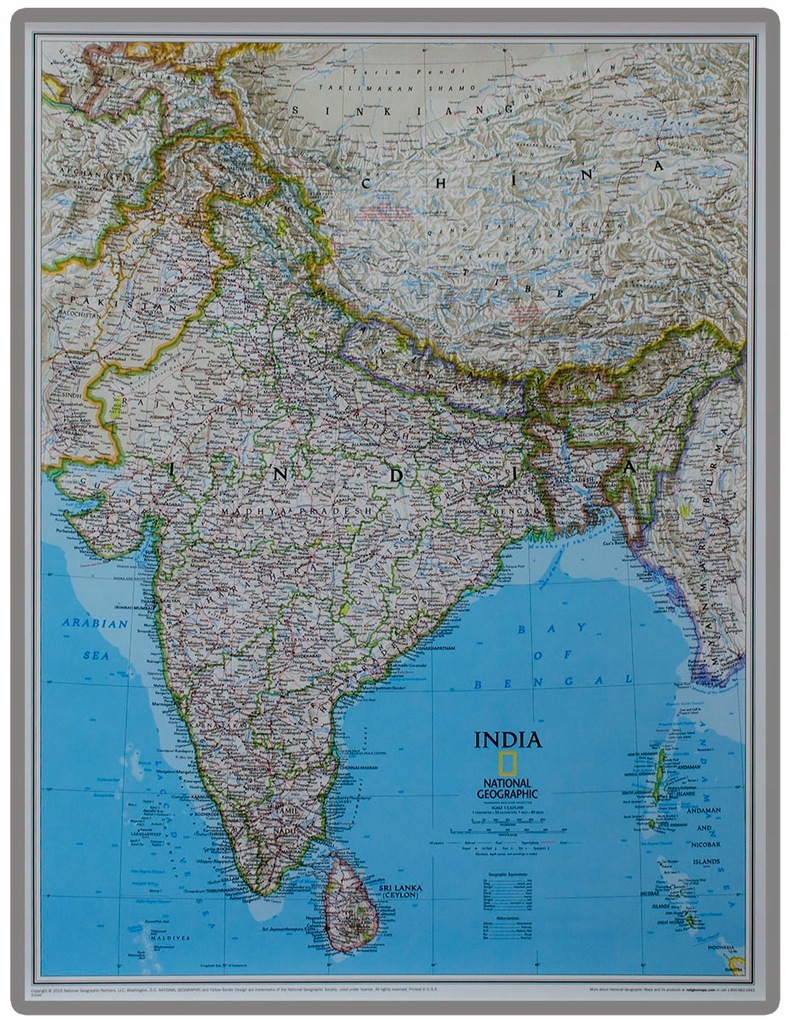 INDIE MAPA ŚCIENNA POLITYCZNA DO WPINANIA NATGEO - 9162725478 ...