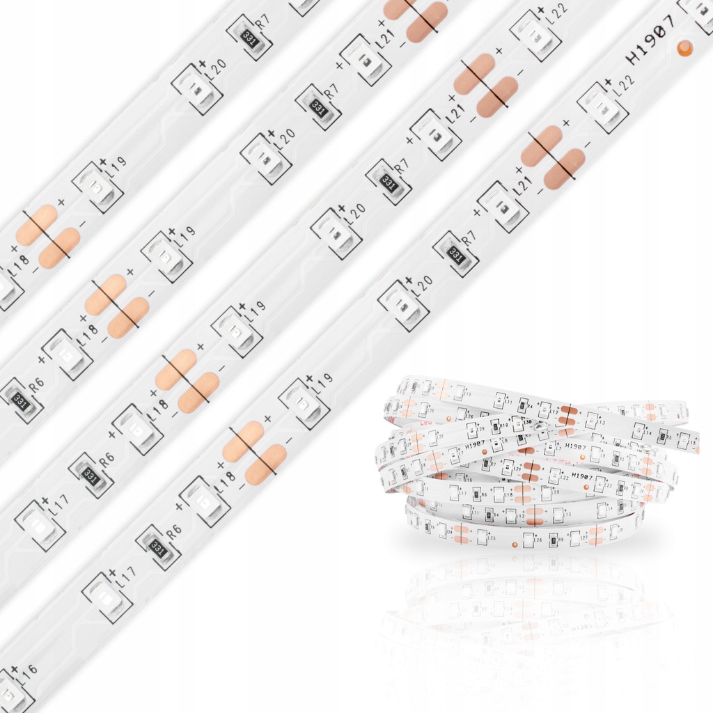 Taśma LED Pasek 12V 24W 300LED Czerwona 5m - 11389849385 - oficjalne ...