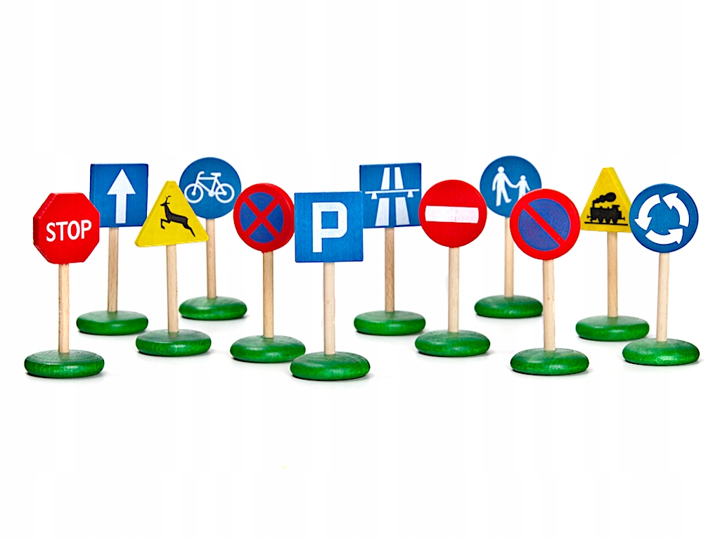 ZNAKI drogowe drewniane 12 szt. zestaw - 10245496890 - oficjalne archiwum Allegro