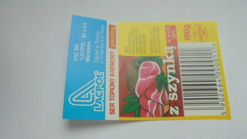 Stara etykieta serek topiony Łódź Warszawa - 12749733643 - oficjalne archiwum Allegro