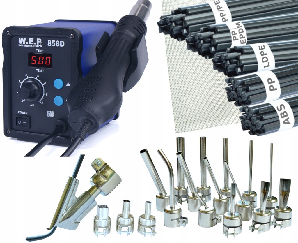 Spawarka Plastiku 858D 19xDysza Plastik Siatka BUT - 7535784364 ...