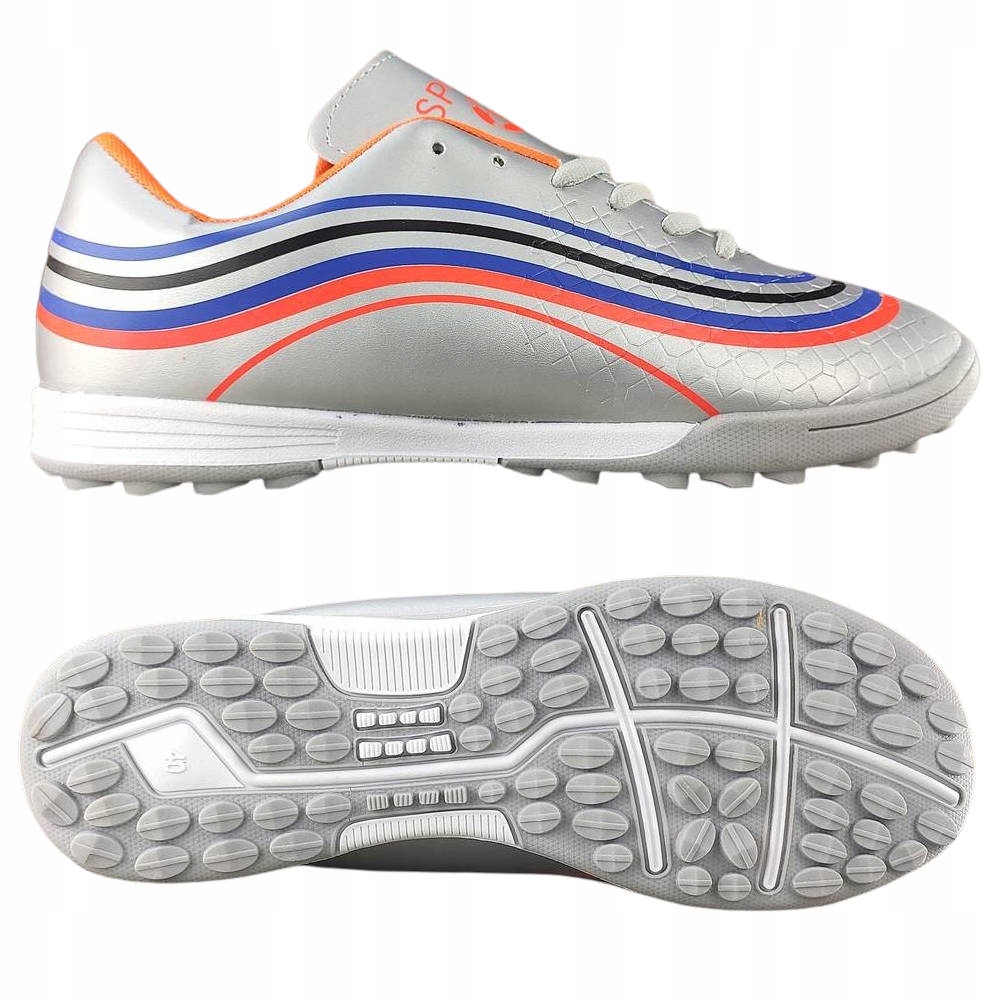 Buty Turfy Piłkarskie Srebrne Obuwie na Orlik 38 - 11913663189 ...