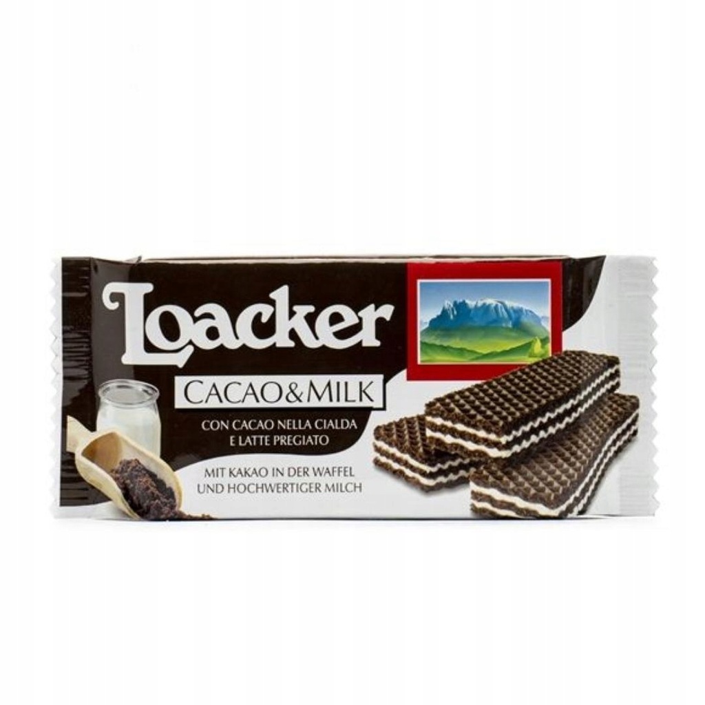 Wafelek kakaowy z mlecznym nadzieniem - Loacker - 13518290868 - oficjalne archiwum Allegro