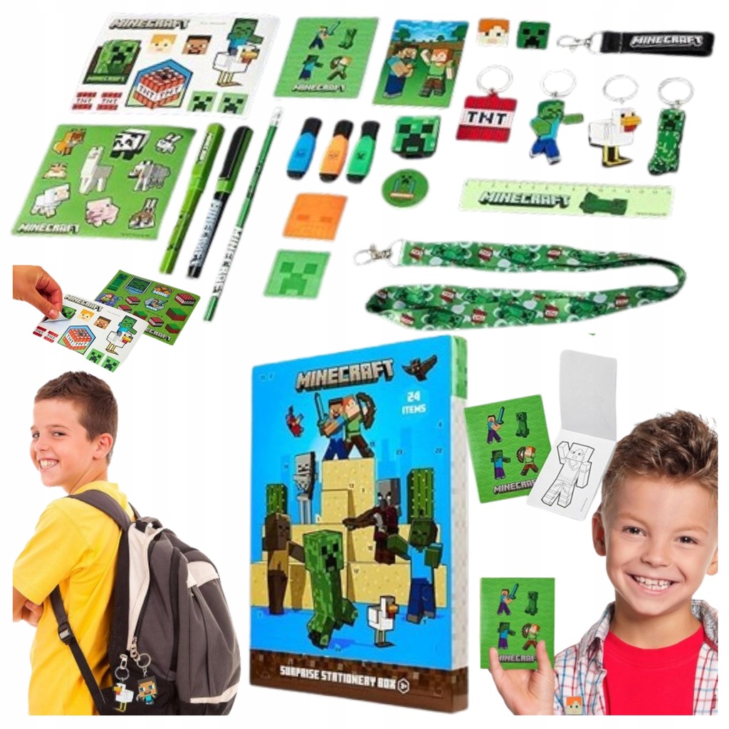 Kalendarz adwentowy MINECRAFT prezent chłopca dzieci gadżety gra 24 ...