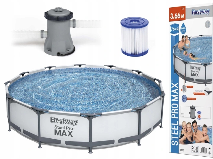 Basen Stelażowy 366x76cm BESTWAY 56416 POMPA FILTR - 10899671667 - oficjalne archiwum Allegro