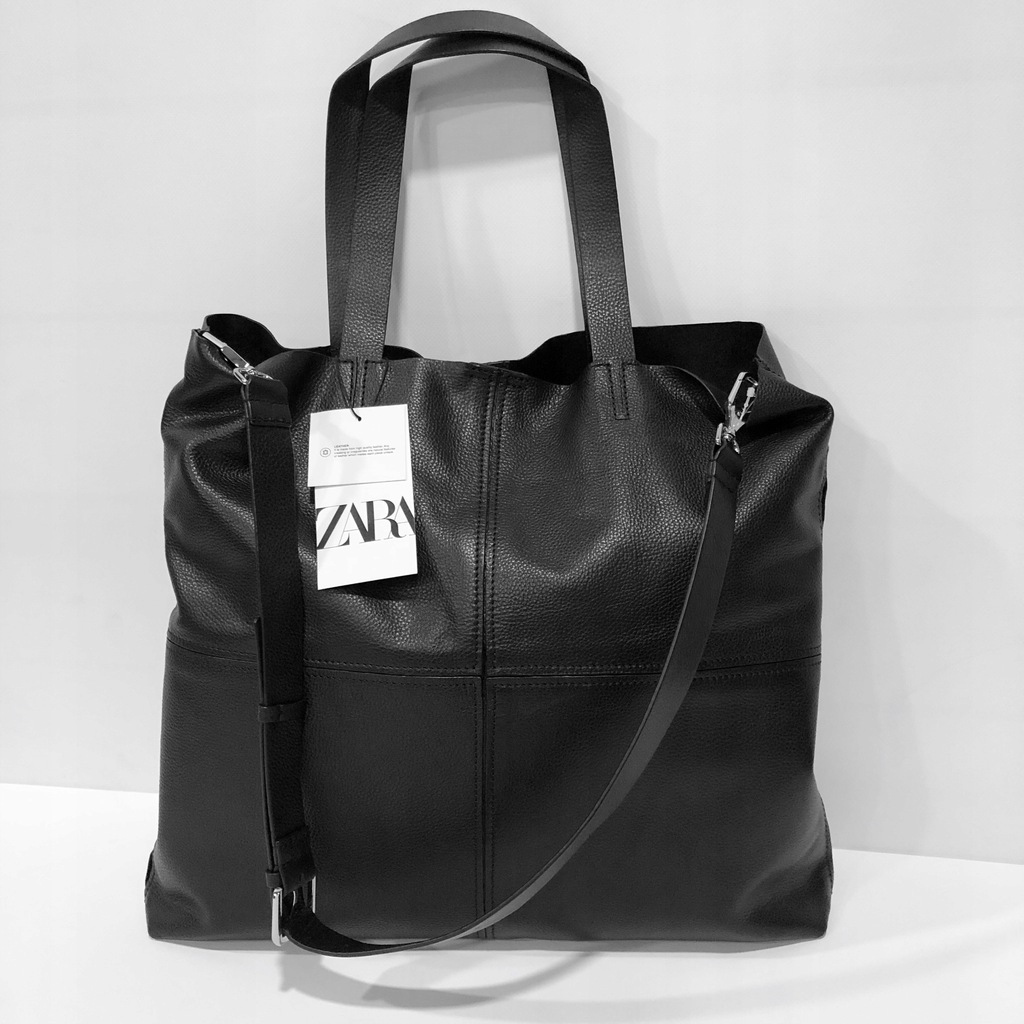 ZARA Duża Torba Shopper Skóra Pasek 1 SZTUKA - 10081212604 - oficjalne ...