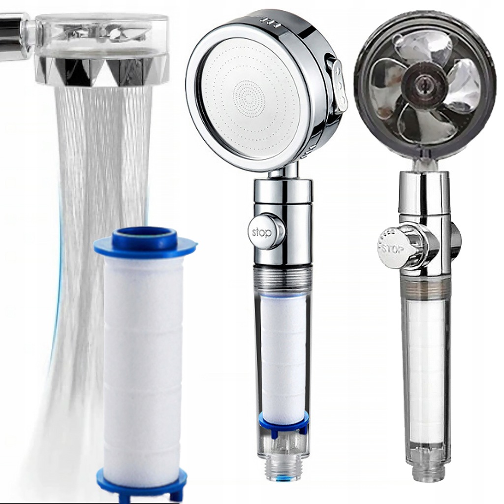 SŁUCHAWKA PRYSZNICOWA TURBO WENTYLATOR EKO FILTR OSZCZĘDNA + FILTR ...