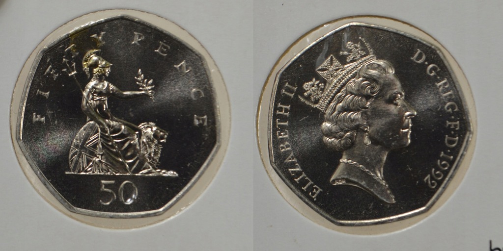 Anglia 50 Pence 1992 rok BCM - 12275801512 - oficjalne archiwum Allegro