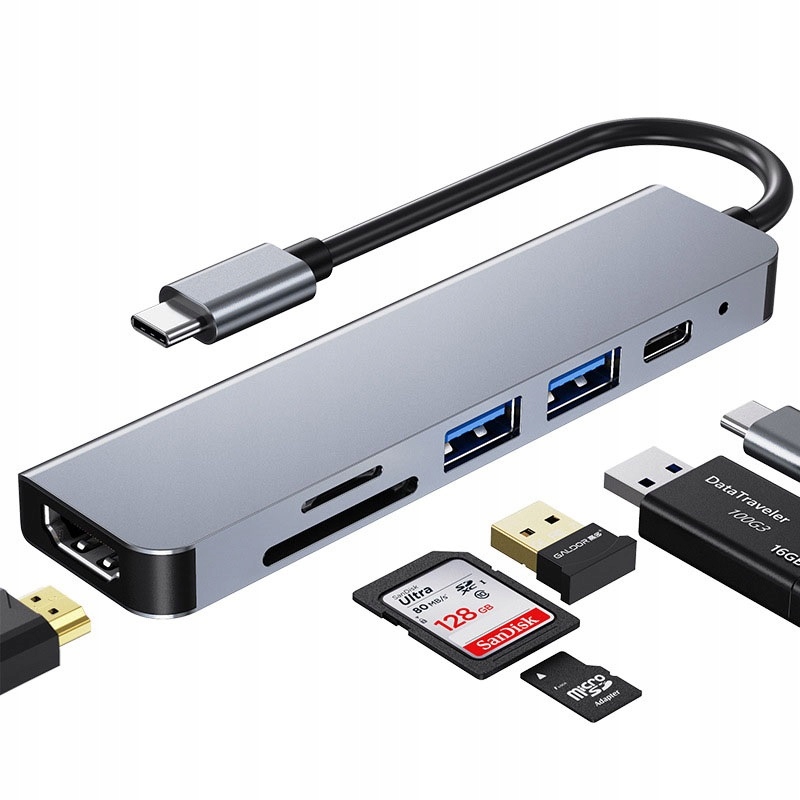 HUB Adapter USB-C 6w1 USB 3.0 HDMI 4K SD - 10635922687 - oficjalne ... HUB Adapter USB-C 6w1 USB 3.0 HDMI 4K SD - 10635922687 - oficjalne ...