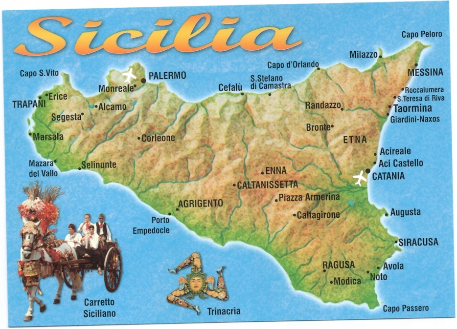 WŁOCHY - SYCYLIA - MAPA WYSPY - 2020R - 12638649943 - oficjalne ...