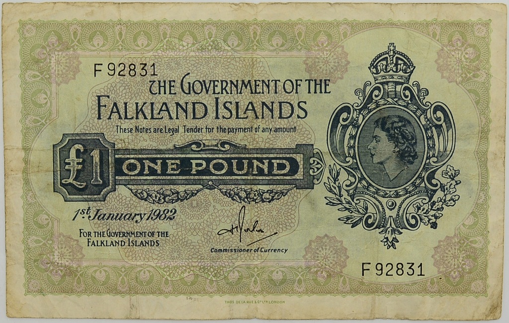 19.fu! Falklandy, 1 Funt 1982 rzadki, P.8.e, St.3+ - 13329076601 ...