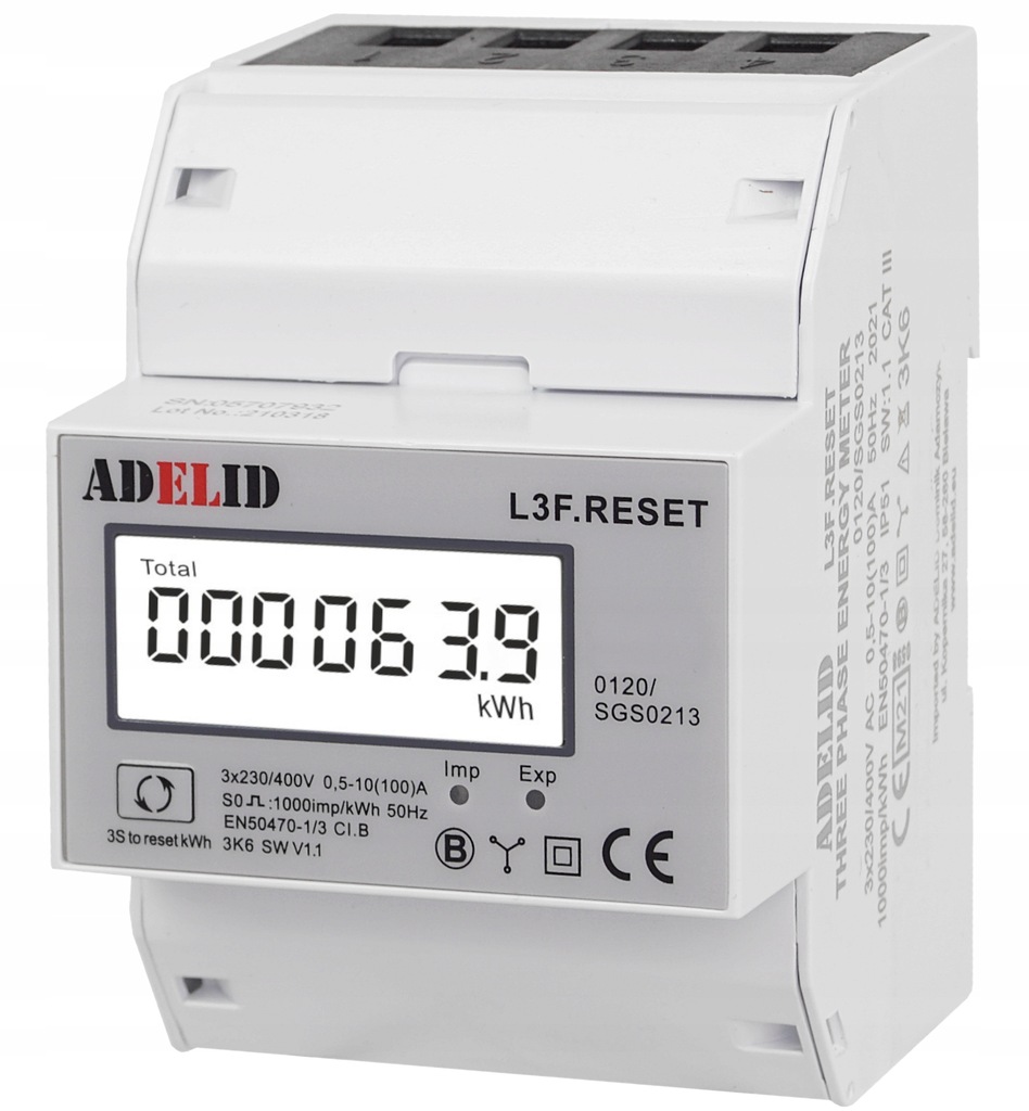 LICZNIK TRÓJFAZOWY PODLICZNIK ENERGII MID RESET 3F - 12715899334 ...