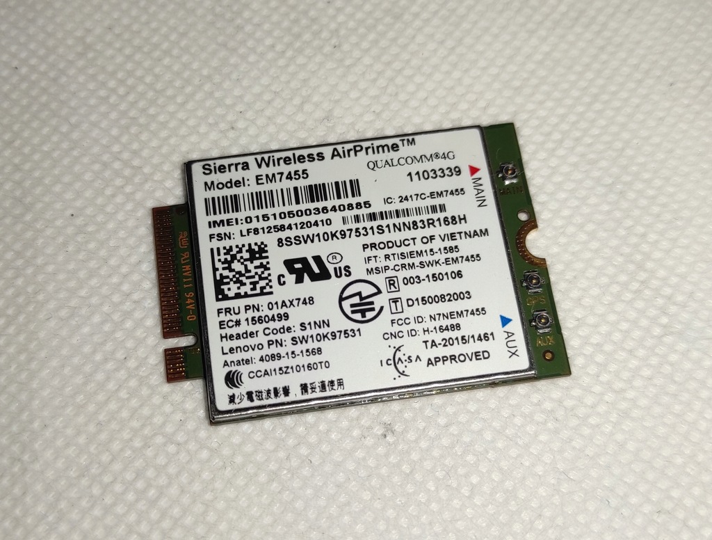 Modem 4G Qualcomm EM7455 do LENOVO T470S 01AX748 - 13482503029 ...