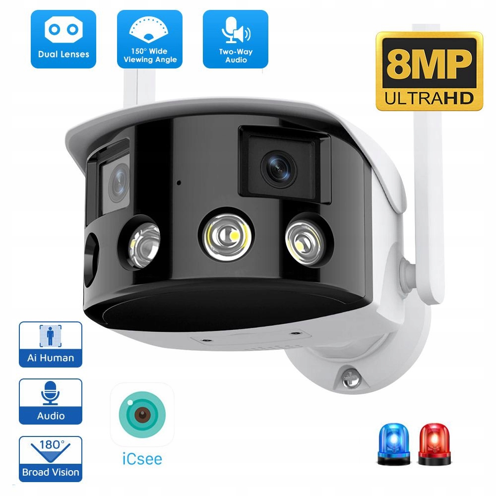 Dual lens wifi surveillance camera 8MP panorama - 13493642804 ...