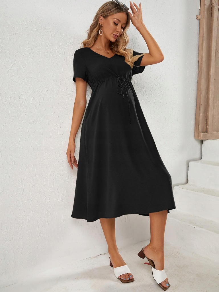 C38D012 SUKIENKA CIĄŻOWA MIDI CZARNA SHEIN 38 - 14157456463 - oficjalne archiwum Allegro