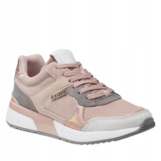 Guess Obuwie Damskie Sneakersy Maybel2 Pudrowy Róż Holo Wygodne 39 EU ...