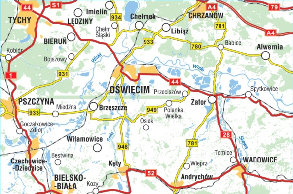 ZIEMIA OŚWIĘCIMSKA mapa 2017 Zator Wadowice Kęty - 7301809200 ...