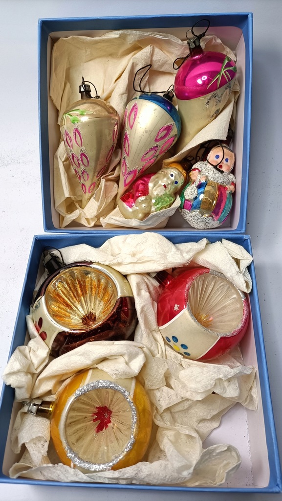 Stare bombki choinkowe PRL reflektorki babuleńka i inne komplet ...