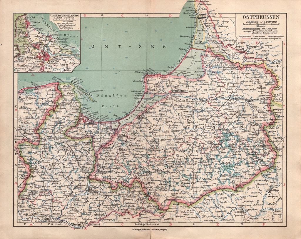 PRUSY WSCHODNIE MAPA 1926 rok ORYGINAŁ - 12984888808 - oficjalne archiwum Allegro