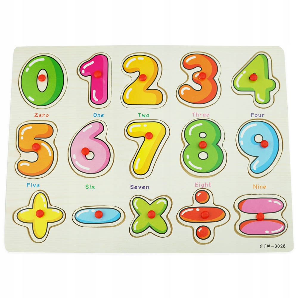 DUŻA DREWNIANA UKŁADANKA PUZZLE CYFRY ZNAKI NAUKA - 11617432260 ...