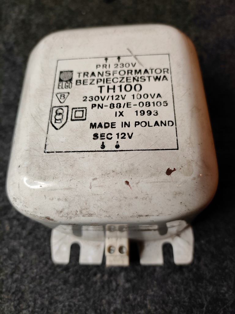 Transformator bezpieczeństwa 230V 12V 100W TH100 - 12971935265 - oficjalne archiwum Allegro