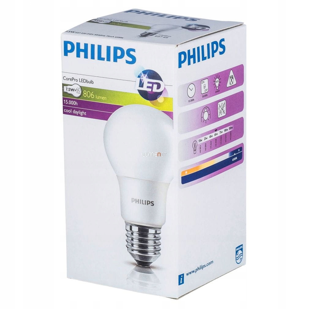 Żarówka LED CorePro LED bulb ND 7.5-60W A60 E27 86 - 10896996908 - oficjalne archiwum Allegro