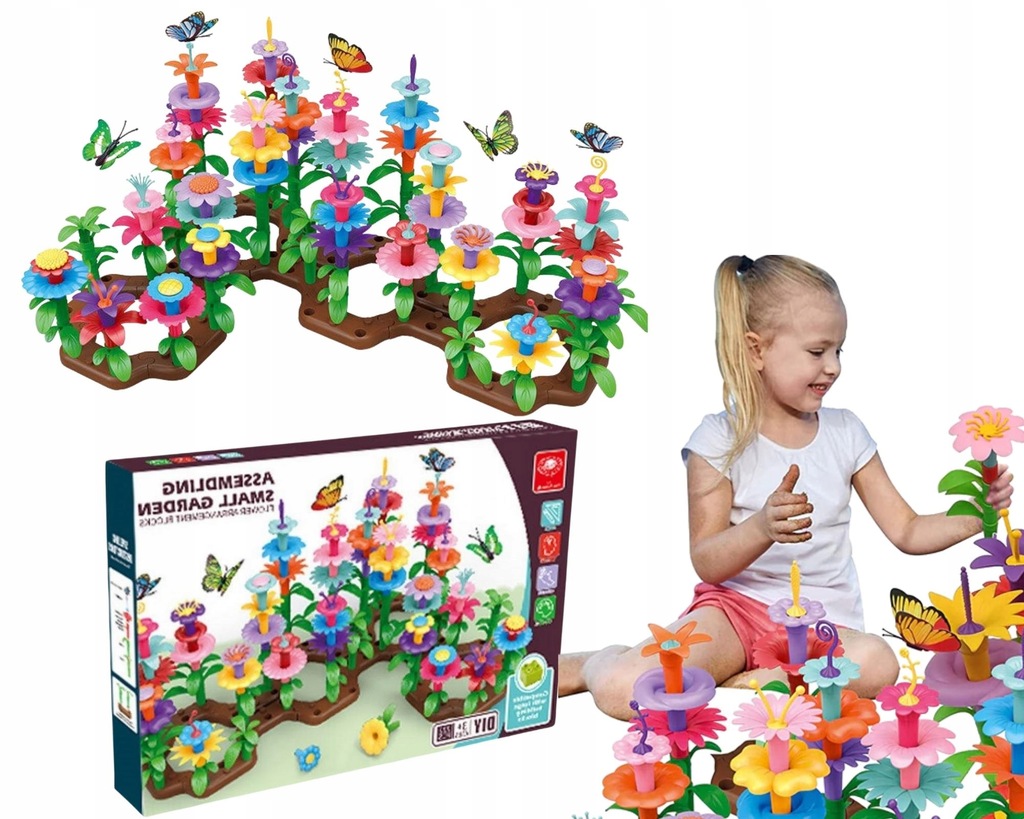 KLOCKI UKŁADANKA KWIATY OGRÓD KREATYWNY 222EL. - 12597444025 - oficjalne archiwum Allegro