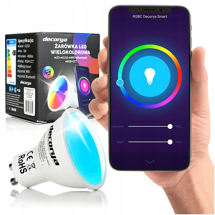 Żarówka LED GU10 5W CCT smart ściemnialna WIFI RGB - 11598198742 ...