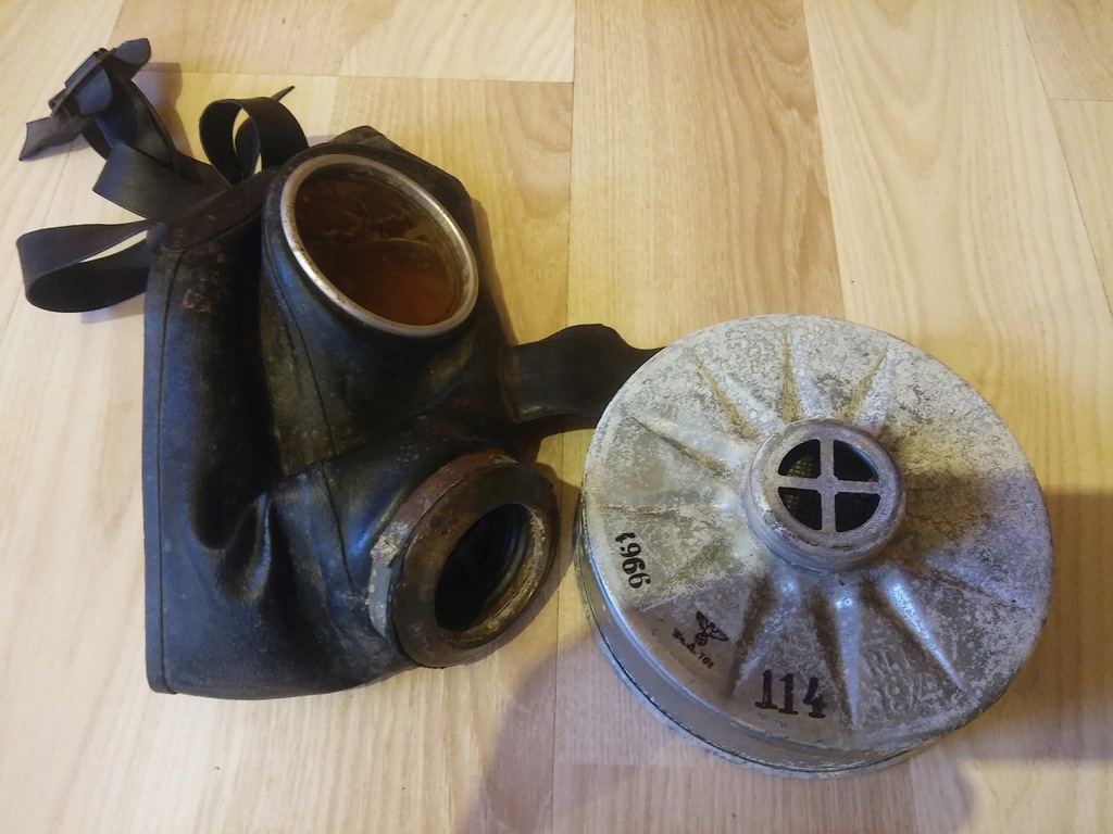 STARA NIEMIECKA MASKA PRZECIWGAZOWA SWASTYKA GAPA - 13493741470 - oficjalne archiwum Allegro