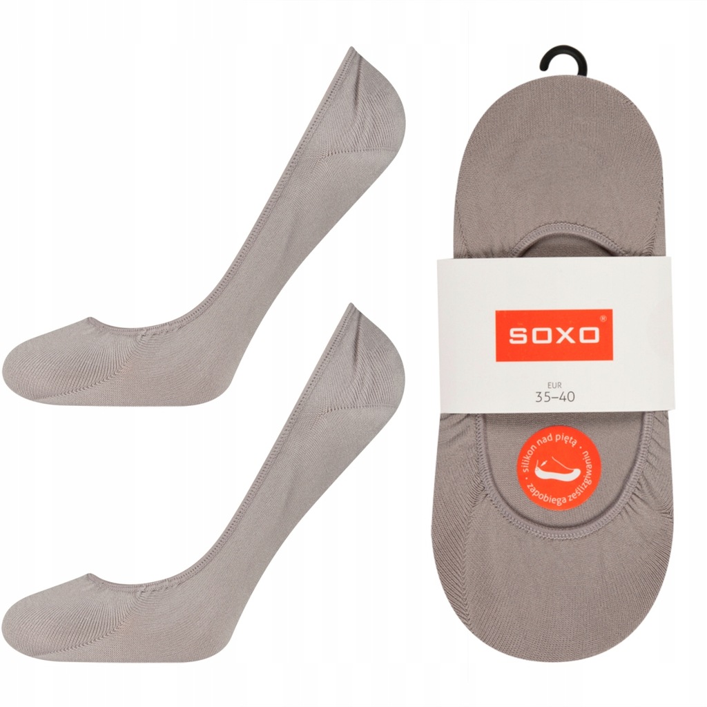 SKARPETKI STOPKI DAMSKIE SOXO Z SILIKONEM SZARE - 8140228047 - oficjalne archiwum Allegro