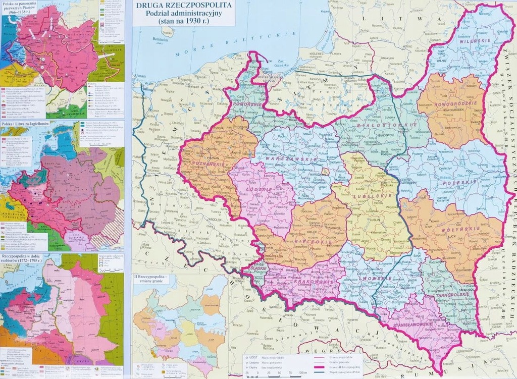 Mapa Polski historyczna. Plansza edukacyjna na ści - 10889981021 ...
