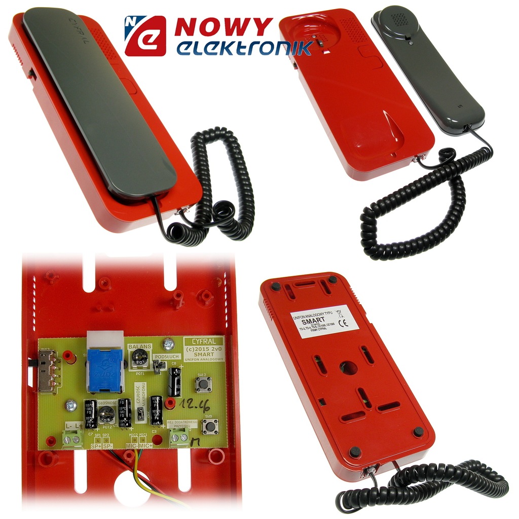 Domofon Słuchawka UNIFON SMART CYFRAL czerwono-sza - 7352454832 ...