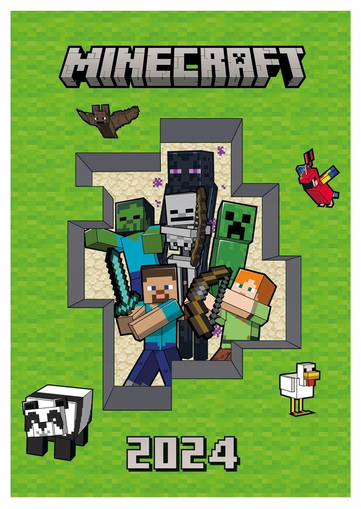 Minecraft kalendarz 2024 książkowy planer organizer dziennik notatnik ...