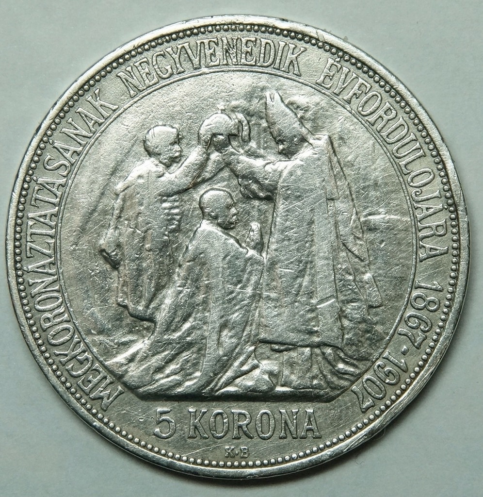 jr Węgry Fr. Józef, 5 koron 1907 40 lat koronacji - 13877327891 ...