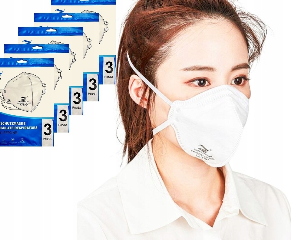 15x MASKA FFP3 ANTYWIRUSOWA FILTR 99% CERTYFIKAT - 11538350193 - oficjalne archiwum Allegro