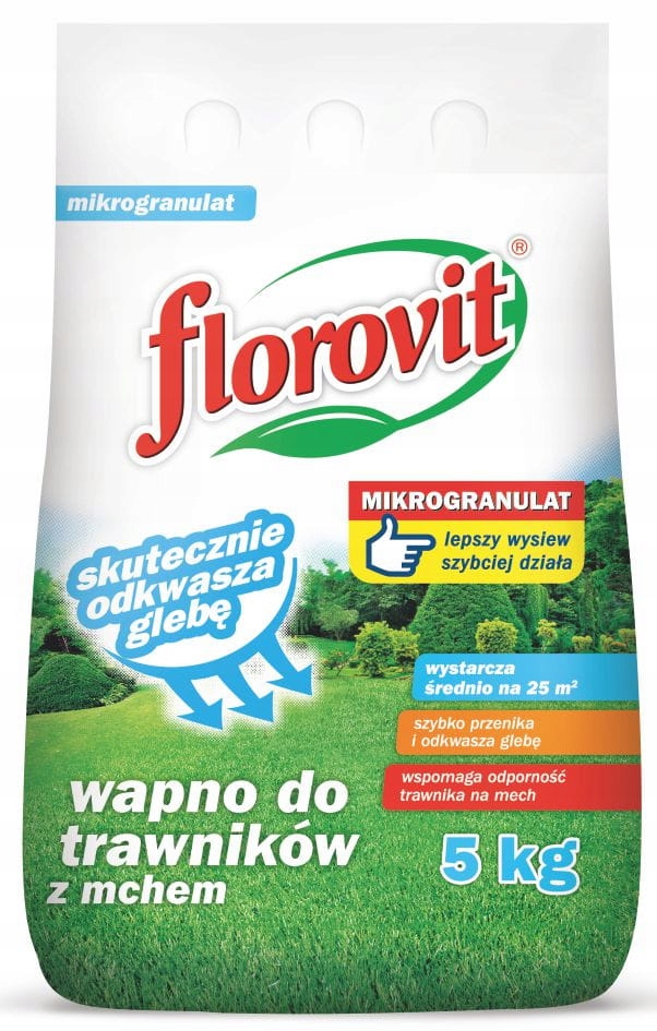 FLOROVIT WAPNO NAWOZOWE DO TRAWNIKÓW Z MCHCEM 5KG - 11726999447 - oficjalne archiwum Allegro