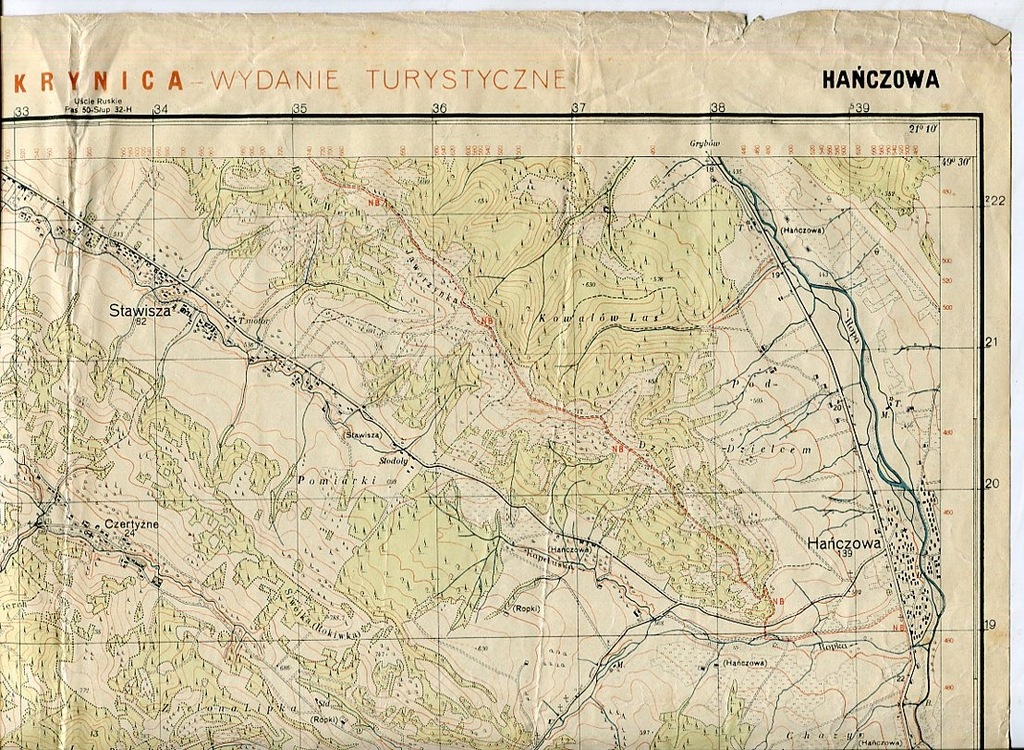 HAŃCZOWA / KRYNICA :: mapa wojskowa WIG 1935 - 11813272333 - oficjalne ...