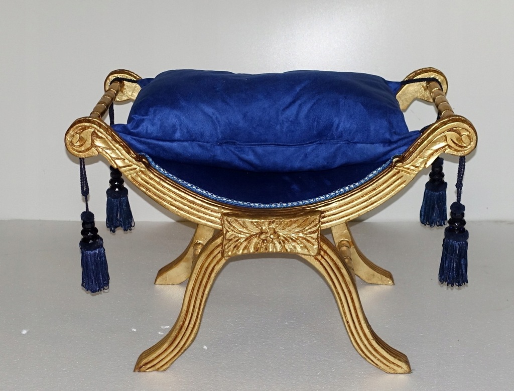 Złoty Zydel Pufa Fotel Stylowe Siedzisko Szafir - 11536789146 ...