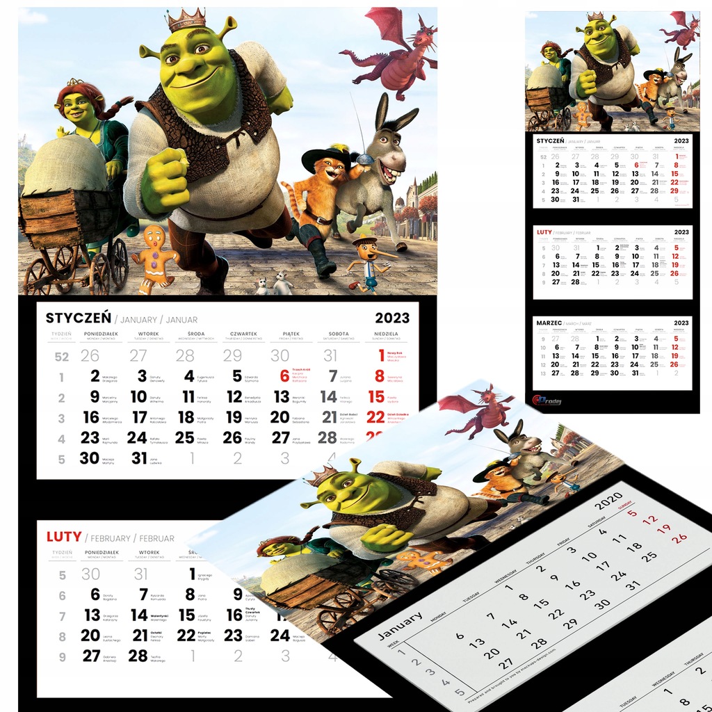 KALENDARZ TRÓJDZIELNY NA 2024 SHREK 01 - 14329455181 - oficjalne ...