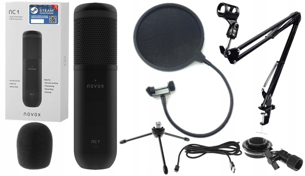 NOVOX NC-1 NC1 BLACK USB-C MIKROFON POJEMNOŚCIOWY - 12011431953 ...