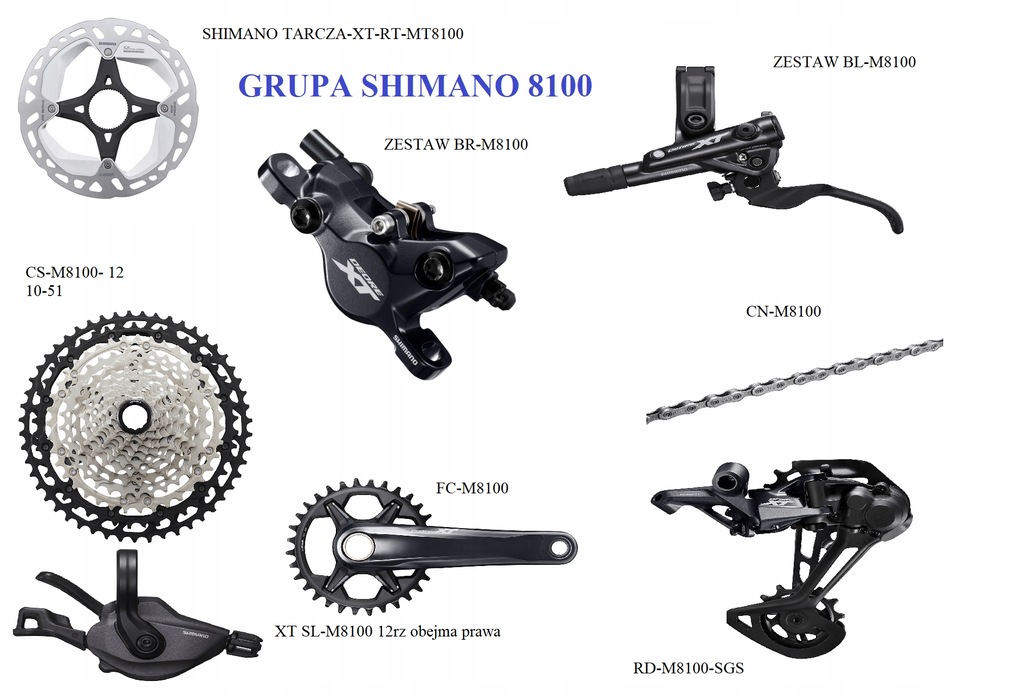 Grupa shimano Deore XT M8100 1x12 Nowa - 12912403576 - oficjalne archiwum Allegro